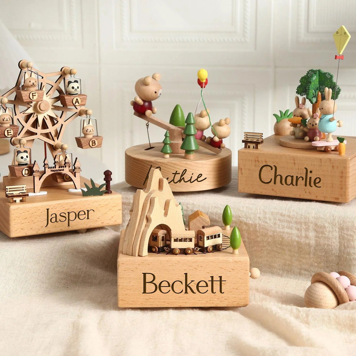 Custom Wooden Carousel Musical Box, Engraved Name Music Box,Sensory To ...